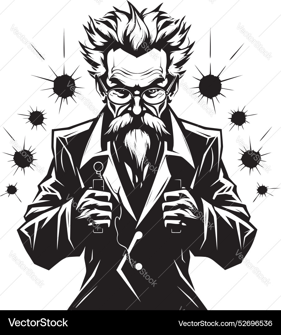 Discovery domain mad scientist icon graphics Vector Image
