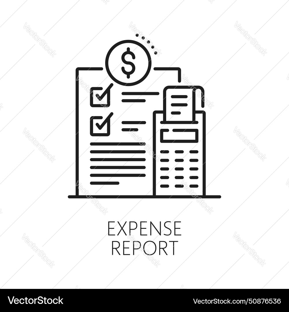 Expense report line icon for financial analysis Vector Image