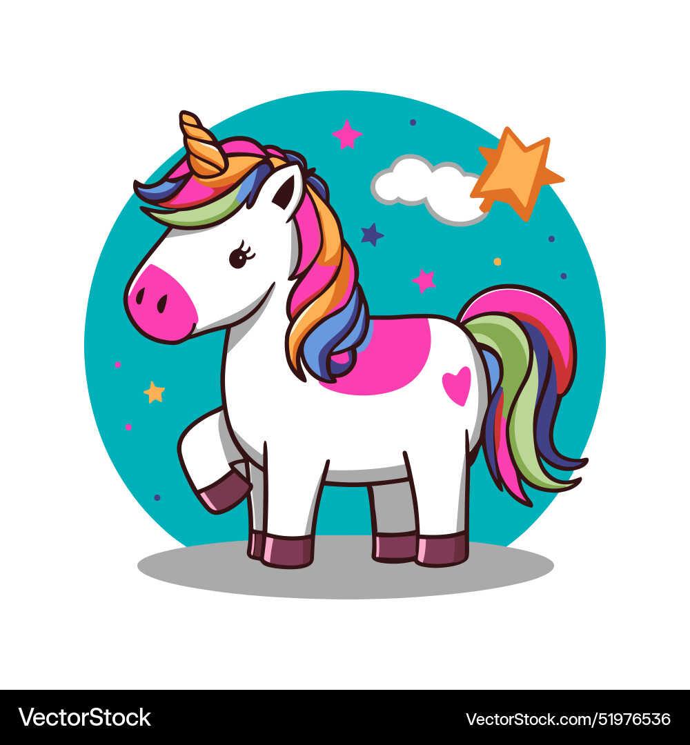 Hand drawn unicorn cartoon Royalty Free Vector Image