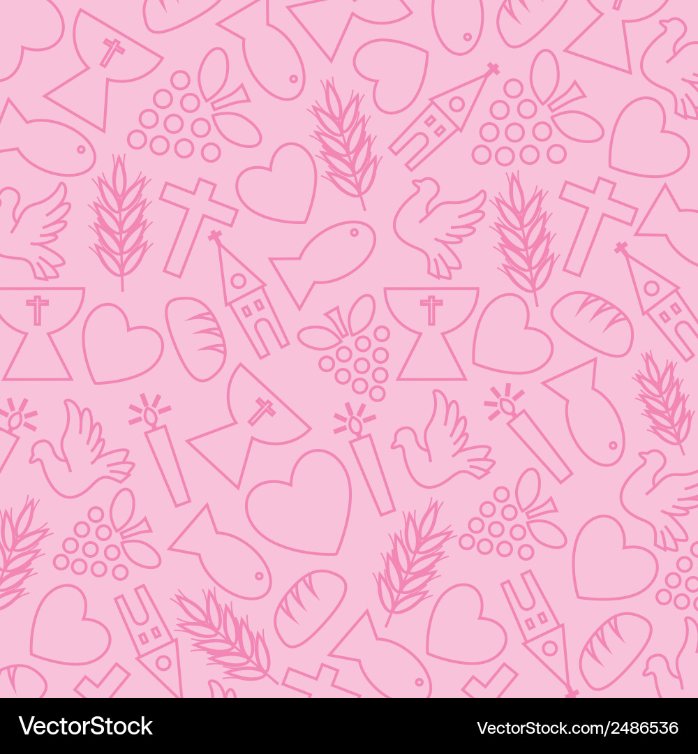 Pink background with communion icons Royalty Free Vector
