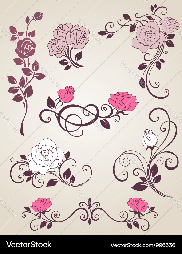 Roses decorative Royalty Free Vector Image - VectorStock