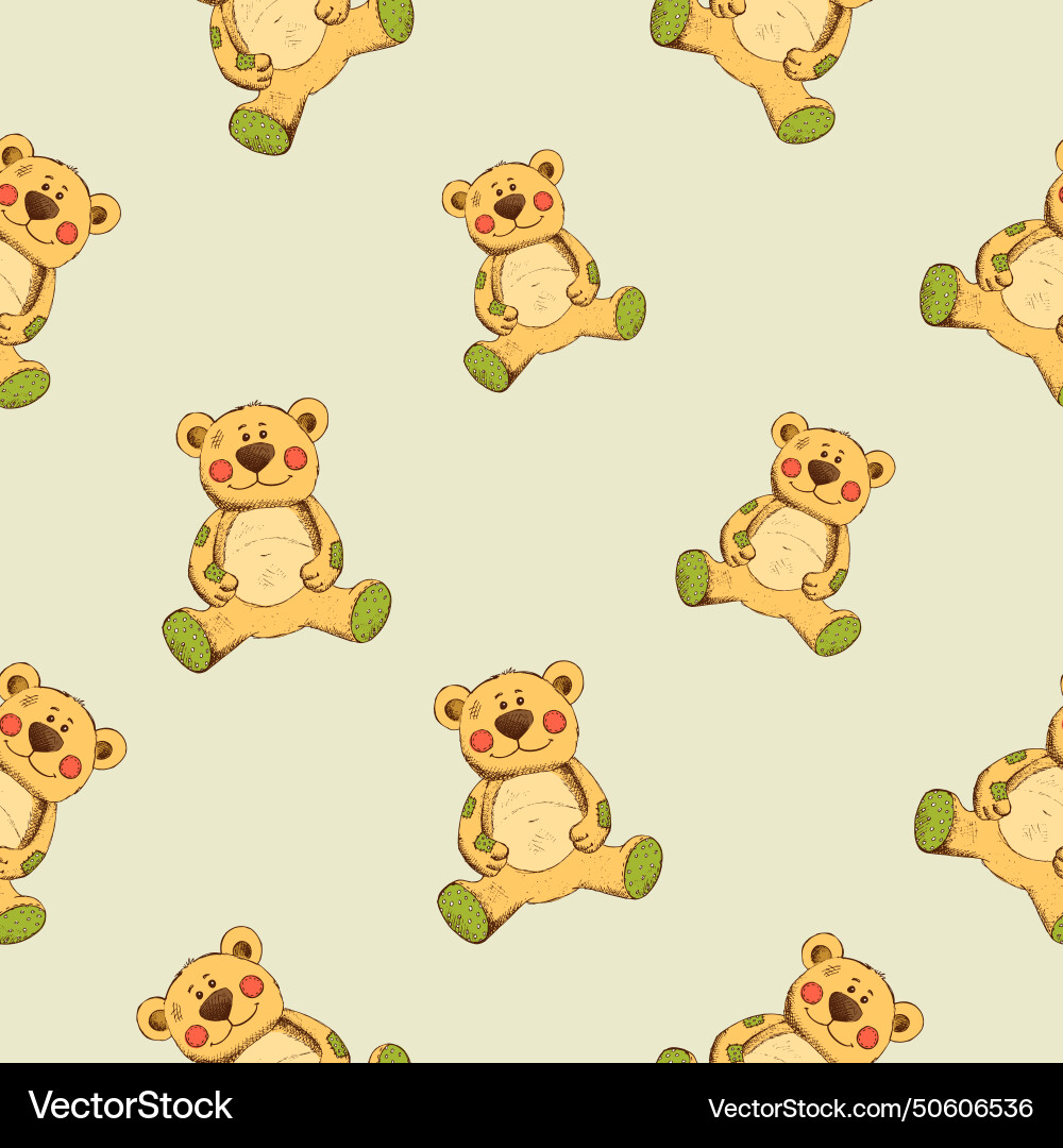 Seamless pattern with teddy Royalty Free Vector Image