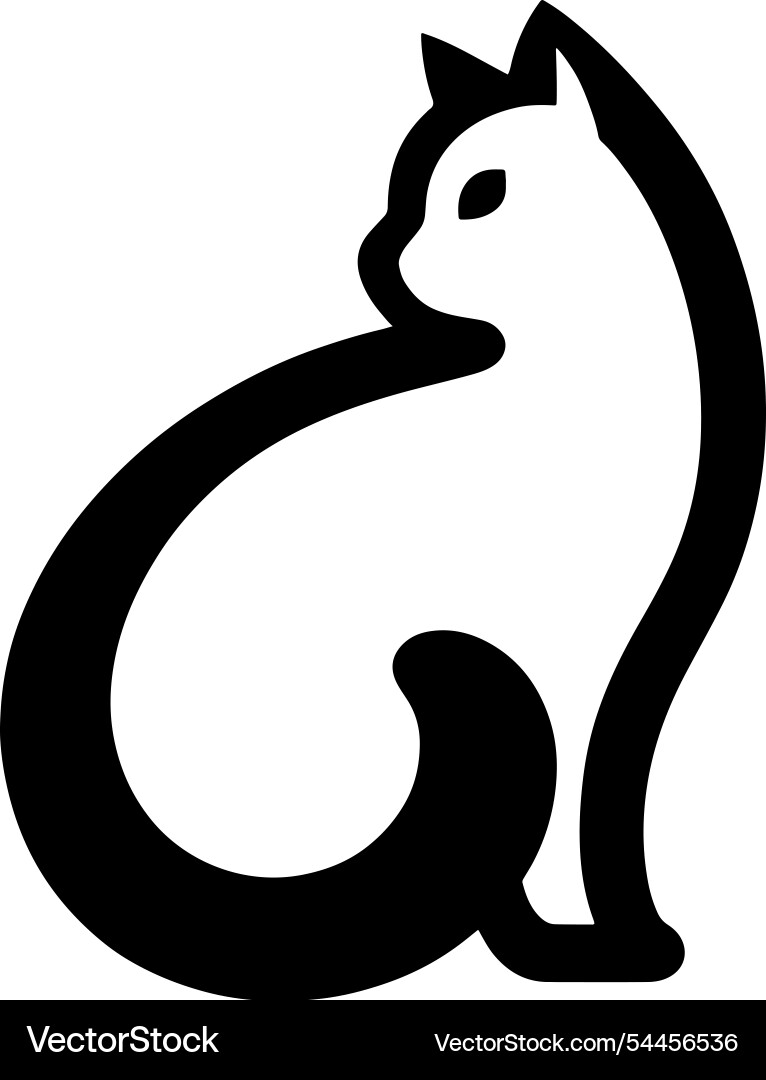 Simple cat icon black and white Royalty Free Vector Image