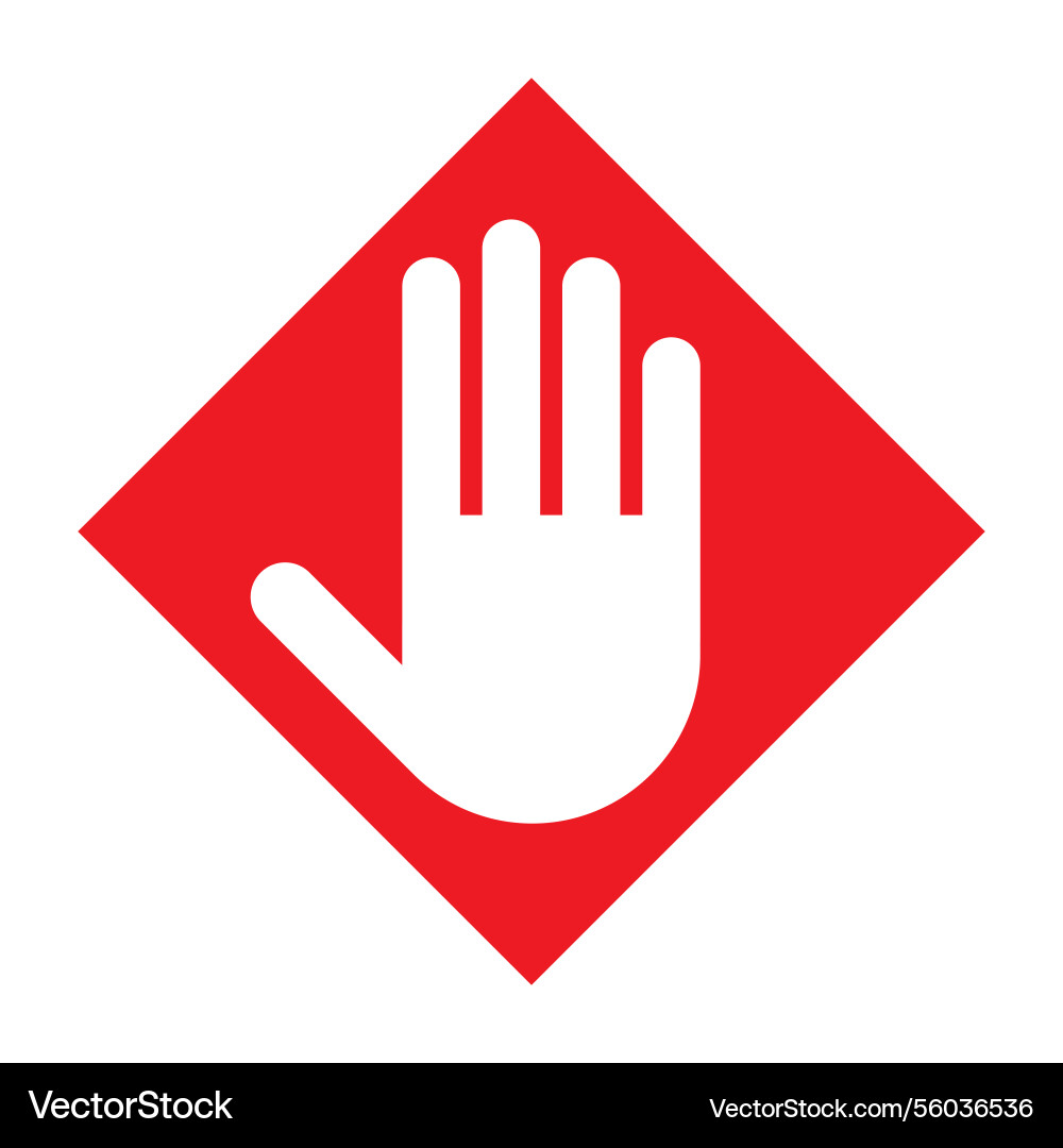 Stoppschild mit Hand kein Eintrag rotes Etikett Vektorbild