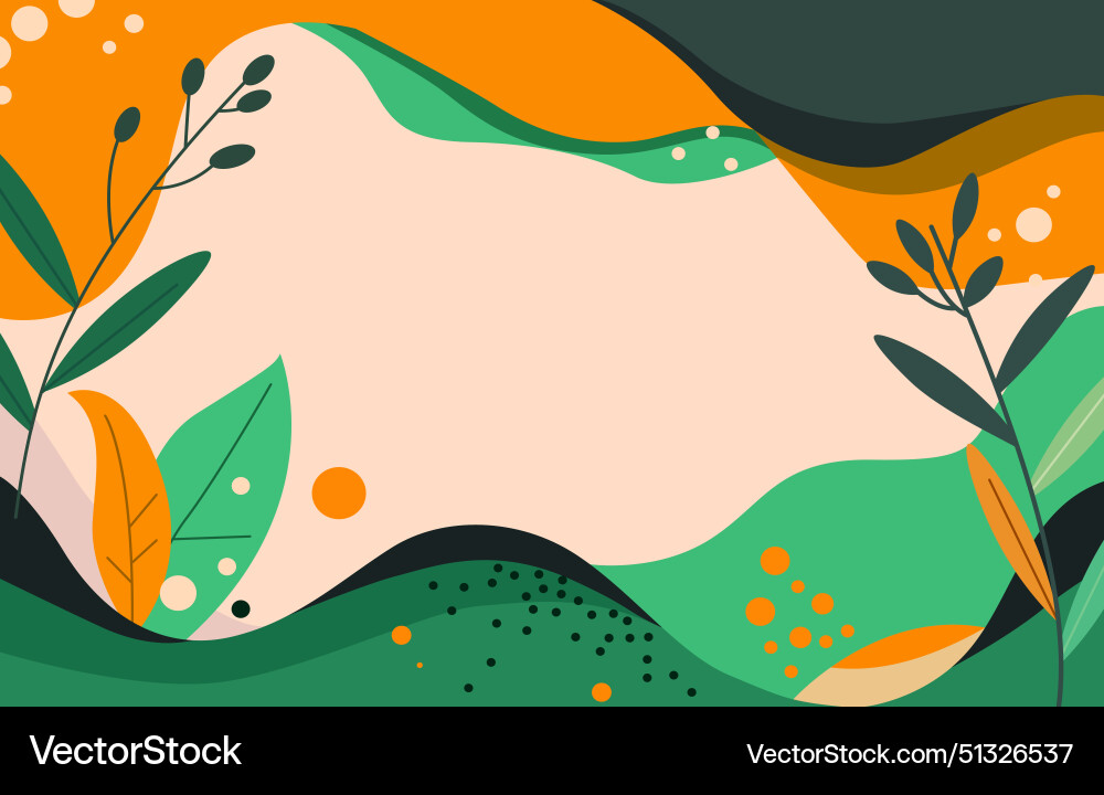 Green fluid frame template background with leaf Vector Image
