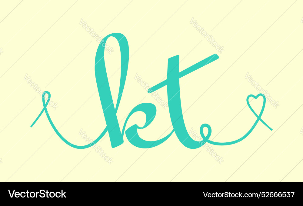 Kt initial wedding monogram calligraphy hand Vector Image