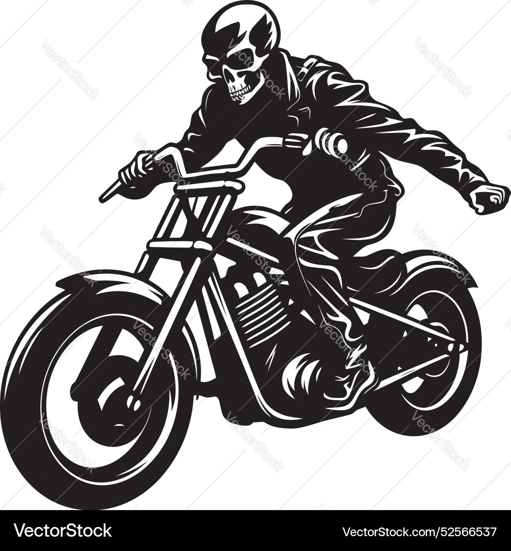 Leather reaper grim skeleton biker in black Vector Image