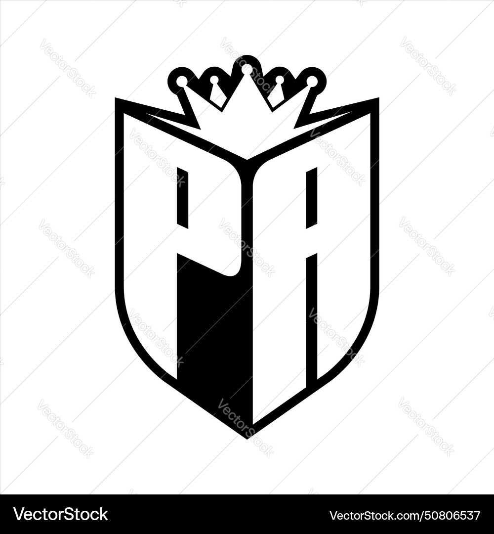 Pa letter bold monogram with shield shape Vector Image