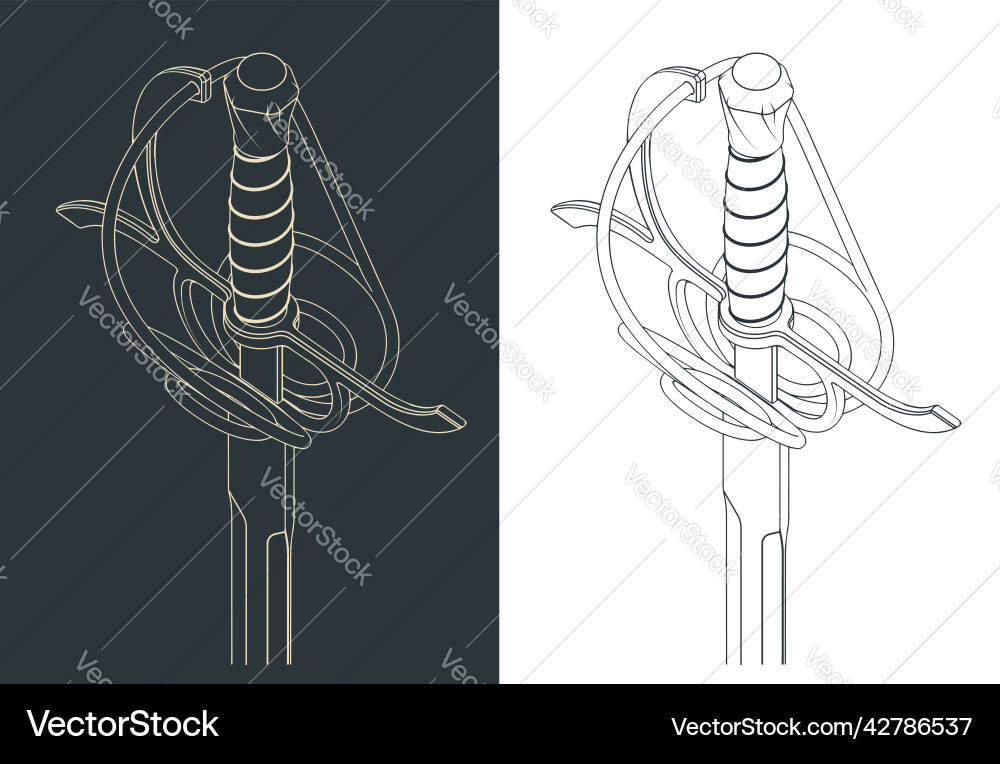 Rapier sword hilt close up Royalty Free Vector Image