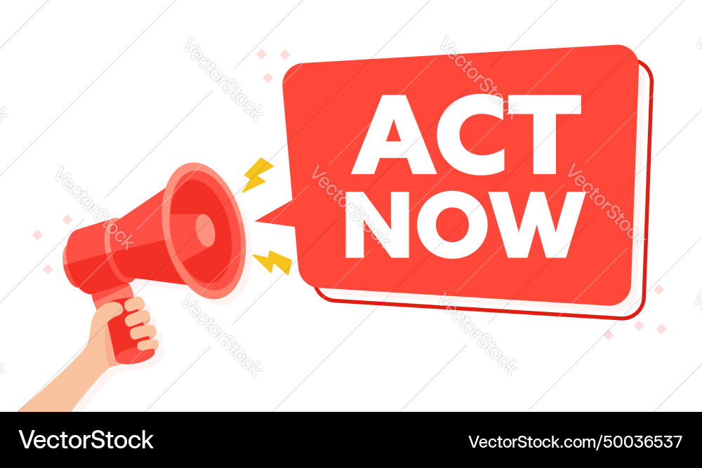 Red urgent call to action with act Royalty Free Vector Image