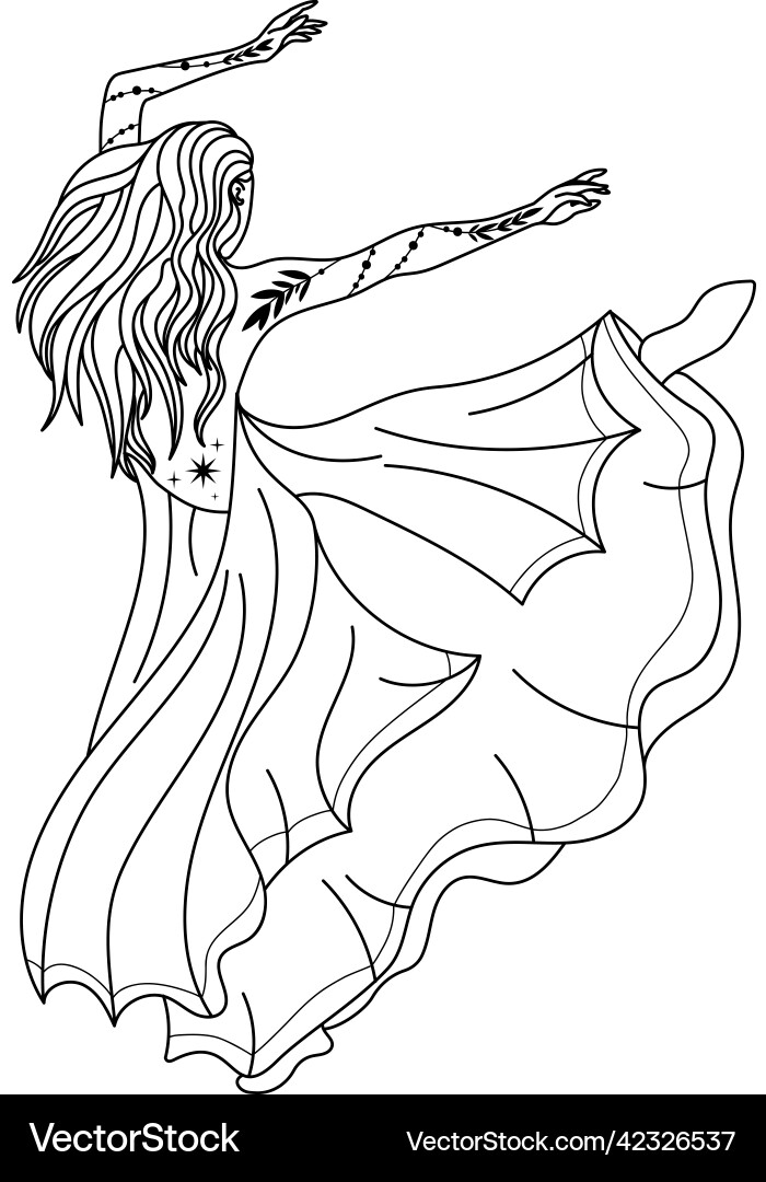 Silhouette of a girl dancer witch Royalty Free Vector Image
