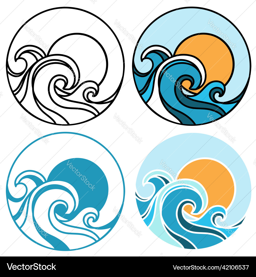 Sun and waves icon logo symbol Royalty Free Vector Image