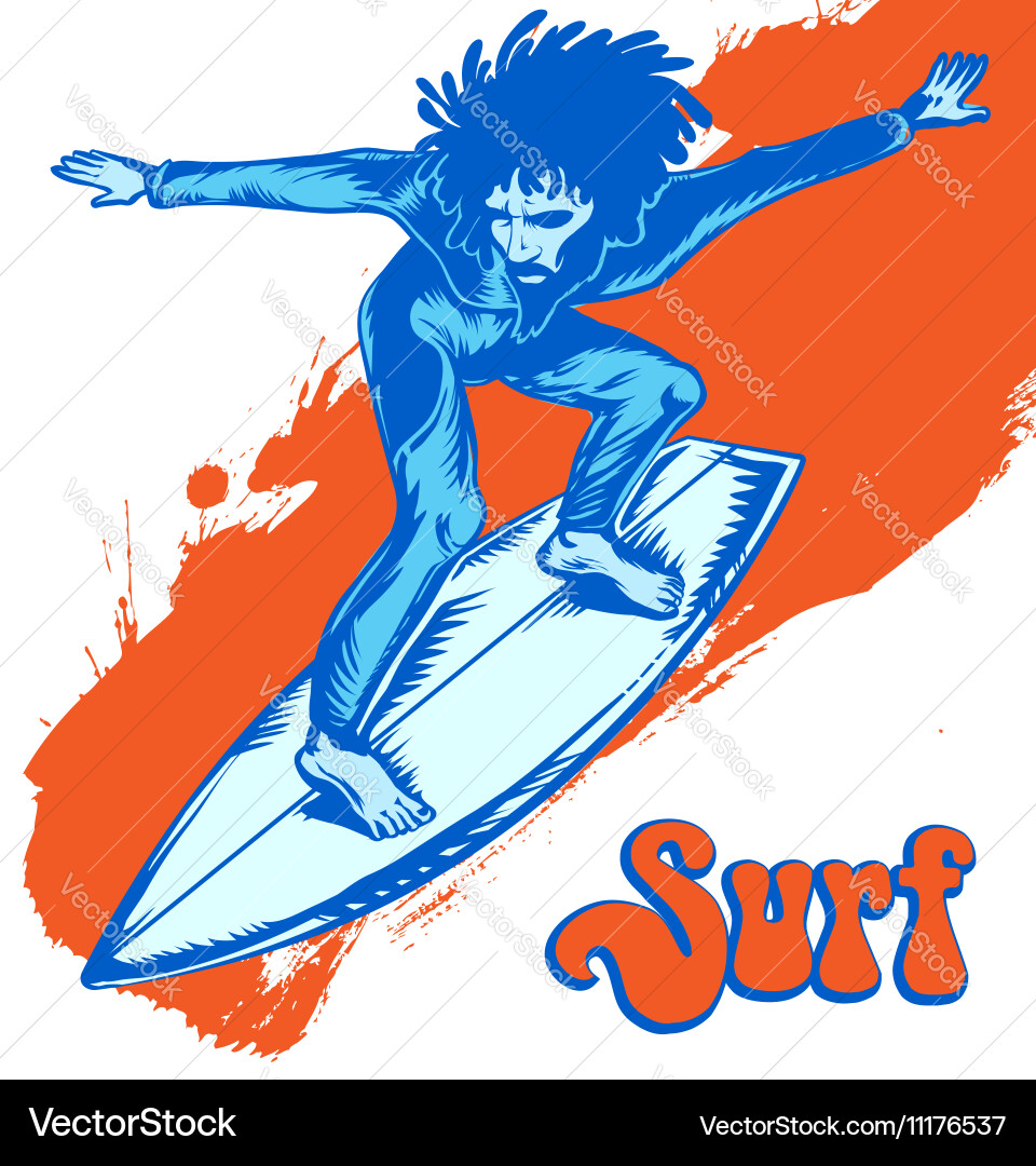 Surfer on wave Royalty Free Vector Image - VectorStock