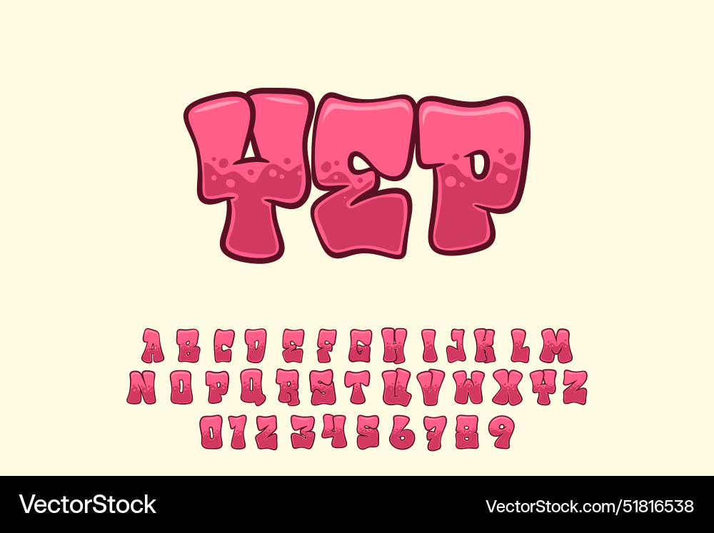 Alphabet graffiti pink letters Royalty Free Vector Image