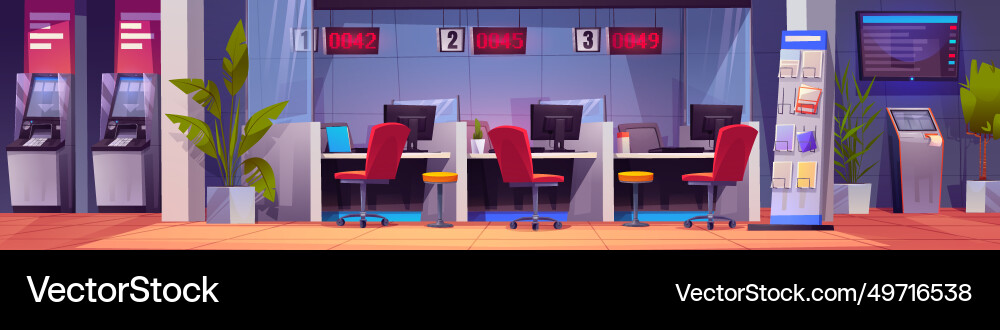 Bank office room inside interior with atm cartoon Vector Image