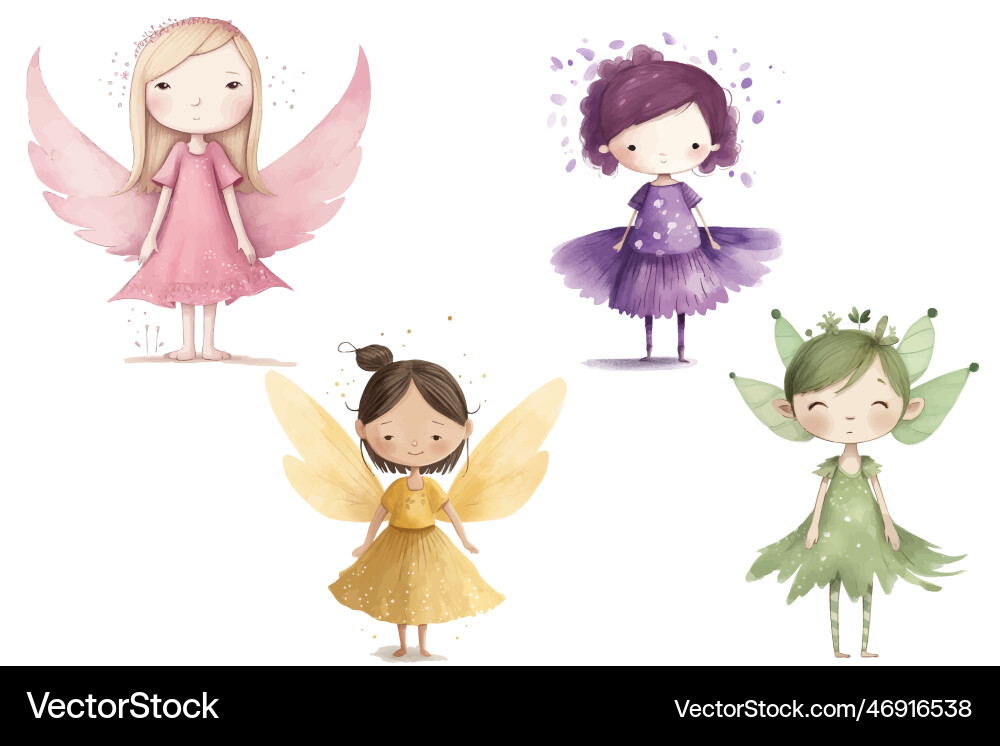 Colorful Fairy Set Royalty Free Vector Image - VectorStock