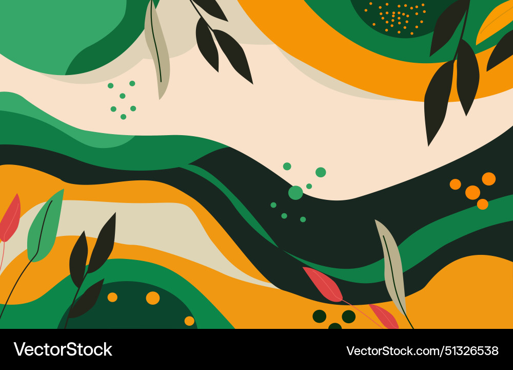 Green fluid frame template background with leaf Vector Image
