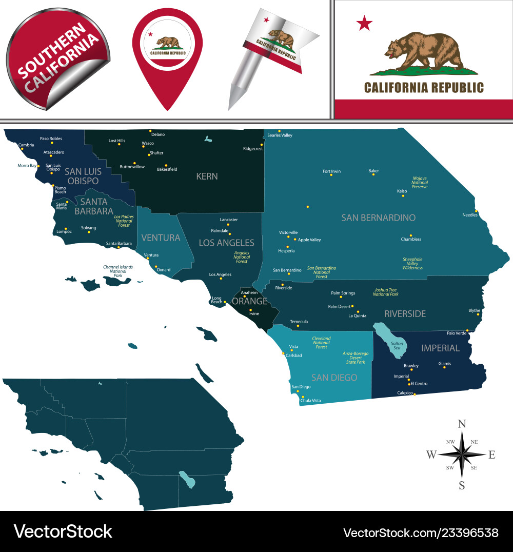 Southern California County Map New Map Of Southern California