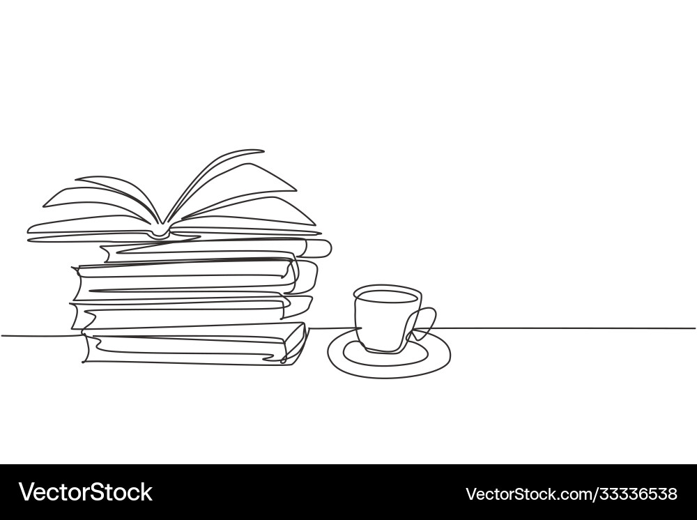 One single line drawing opened page book Vector Image