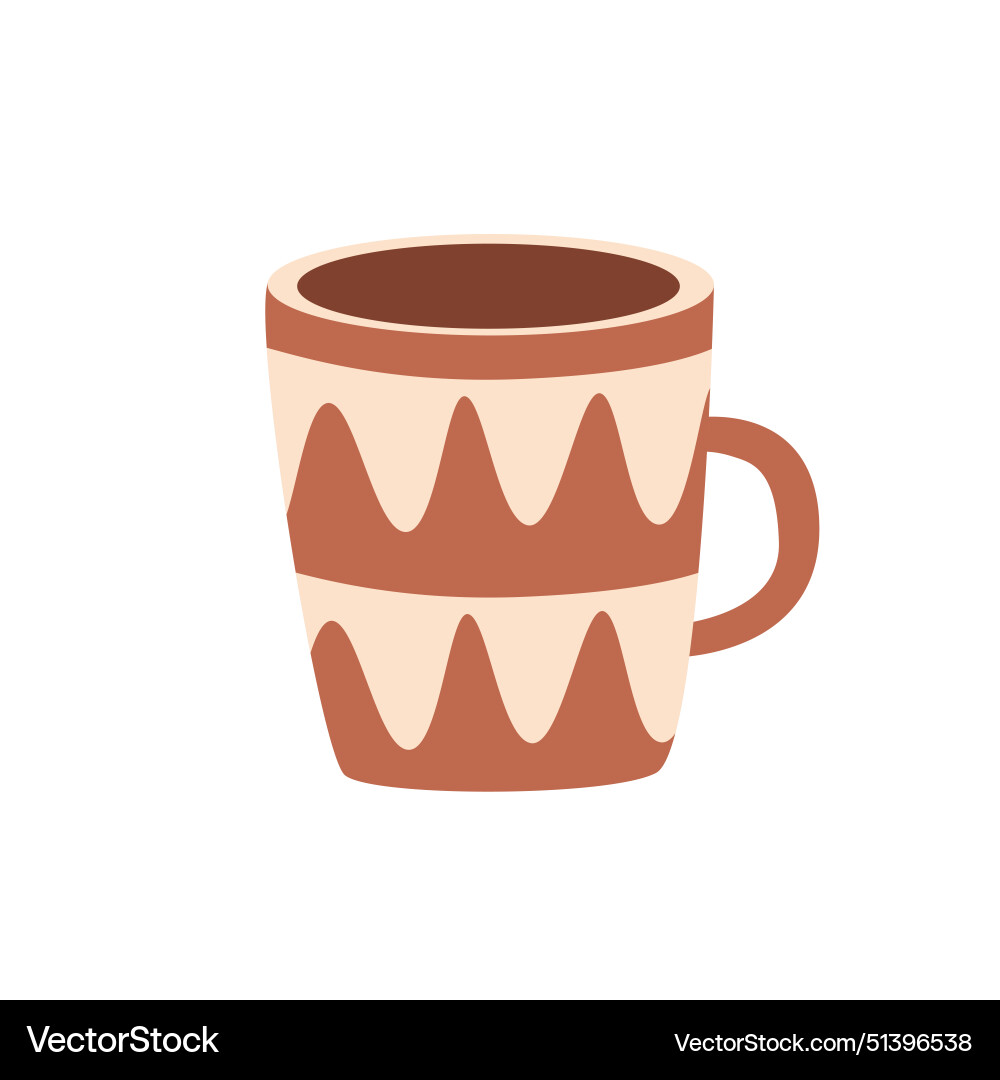 Patterned ceramic coffee cup empty clay mug Vector Image