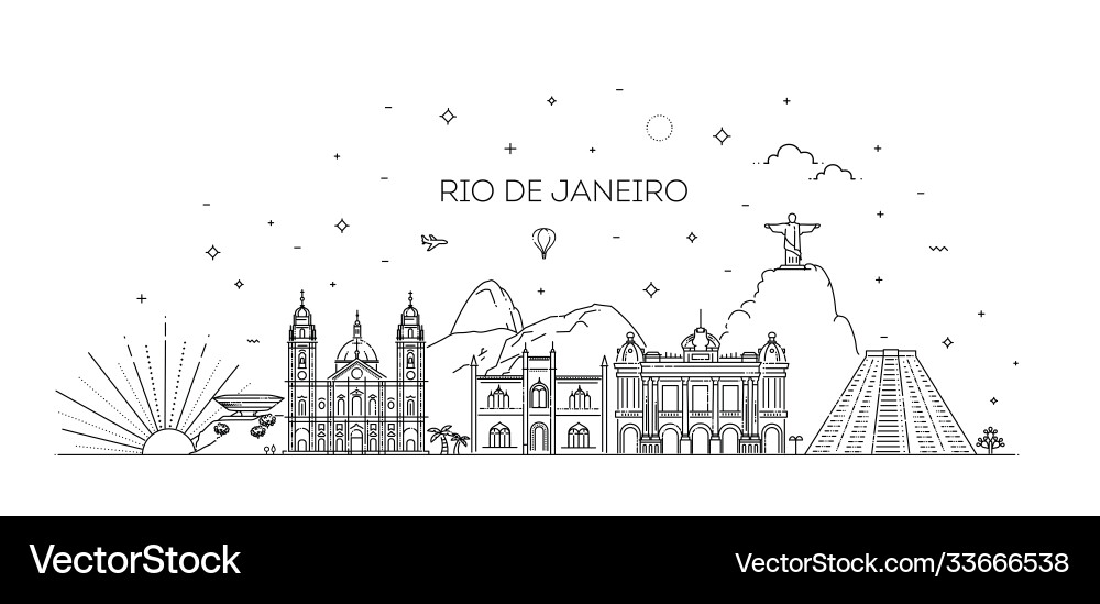 Rio de janeiro detailed skyline Royalty Free Vector Image