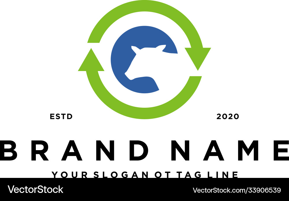 Cow and arrow logo design Royalty Free Vector Image