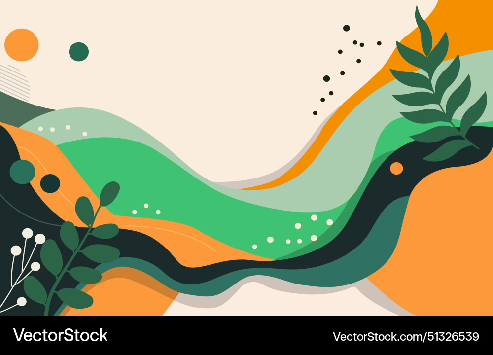 Green fluid frame template background with leaf Vector Image