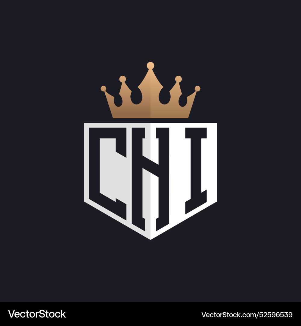 Luxury chi logo with crown elegant initials Vector Image