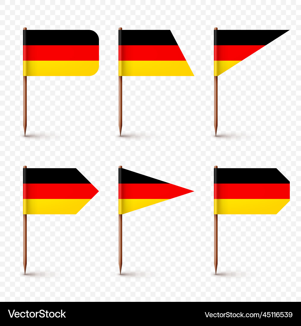 Realistic various german toothpick flags souvenir Vector Image