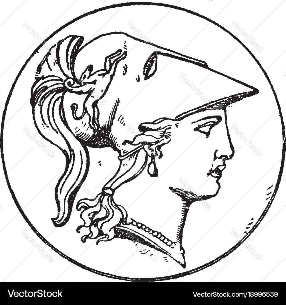 Right minerva head vintage Royalty Free Vector Image