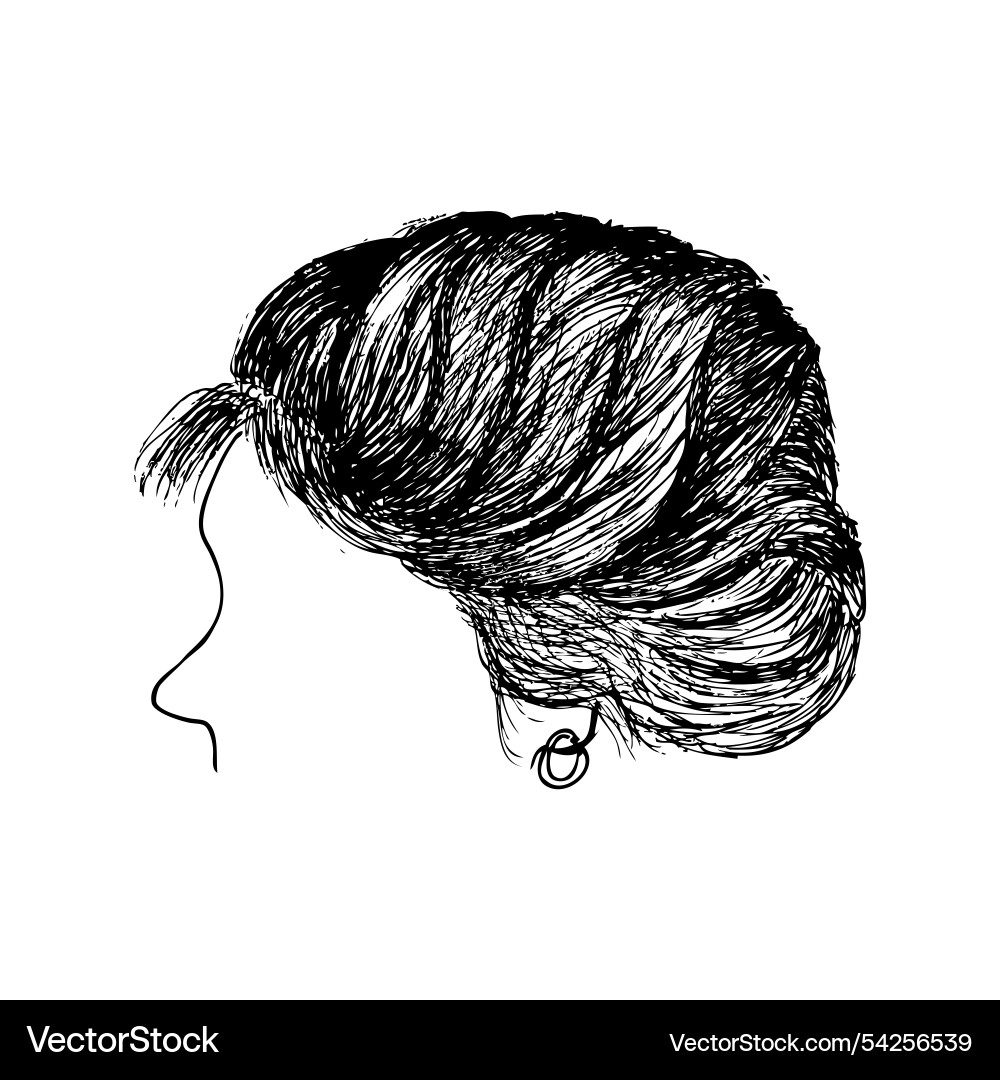 Sketch back pose woman hair Royalty Free Vector Image