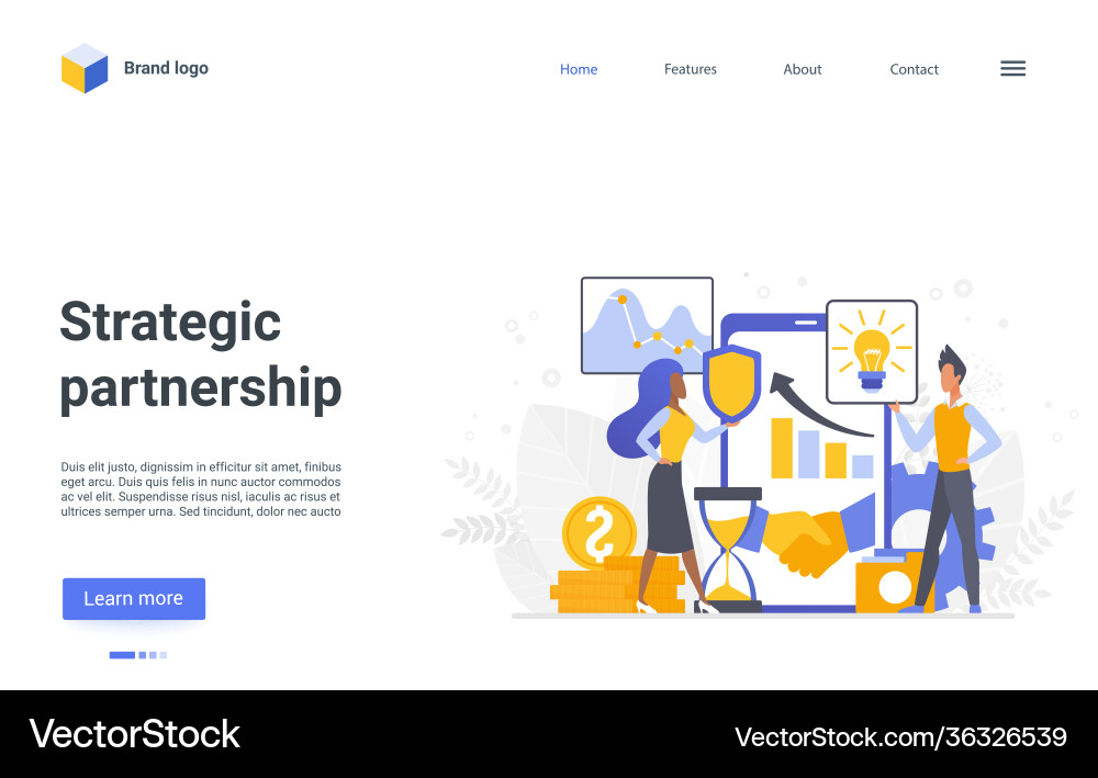 Strategic Partnership Landing Page Royalty Free Vector Image