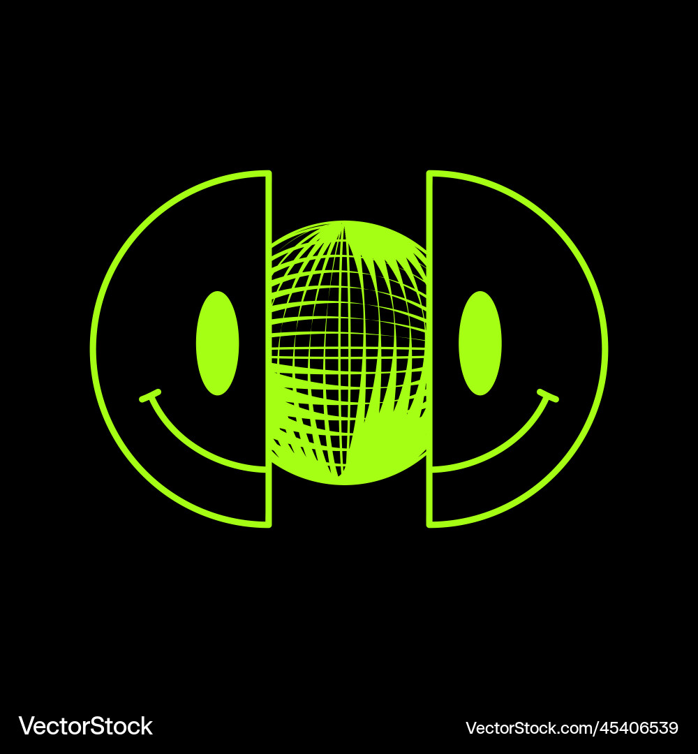Two half of smile face and earth sphere Royalty Free Vector