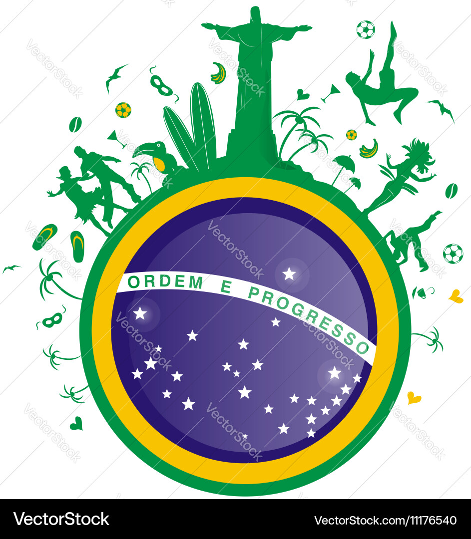 Brazil symbol flag background Royalty Free Vector Image