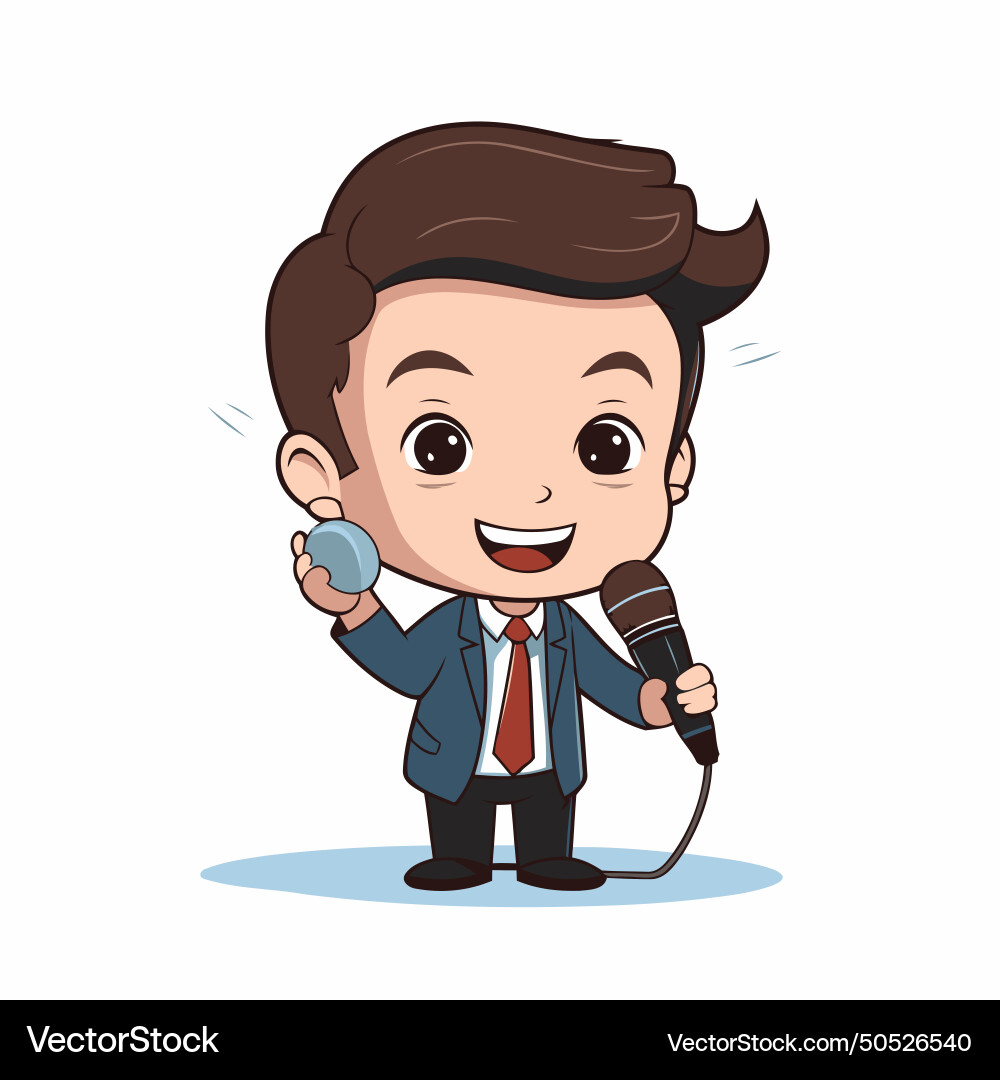 Businessman speaking with microphone cartoon Vector Image