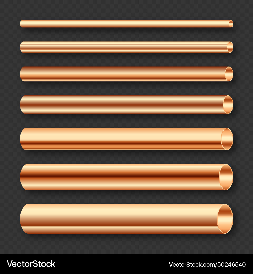 Copper pipes collection construction material Vector Image