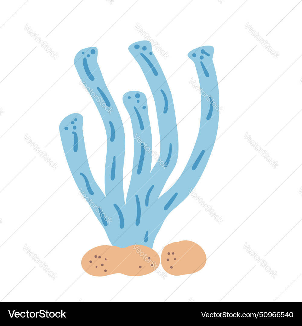 Coral blue reef isolated on white background sea Vector Image