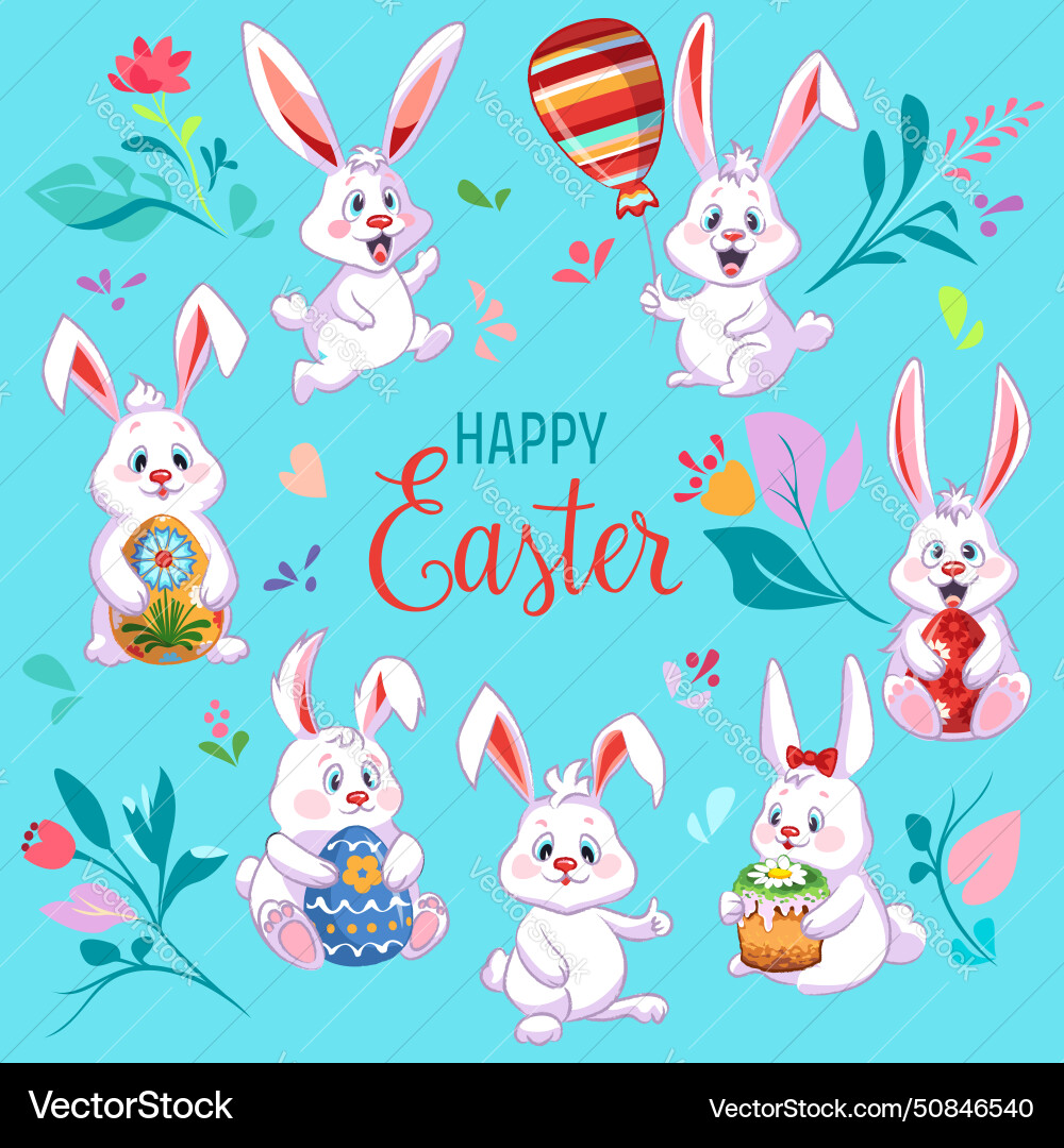 Easter poster with bunny Royalty Free Vector Image