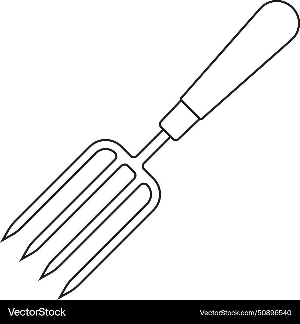 Gardening tools garden hand fork line icon Vector Image