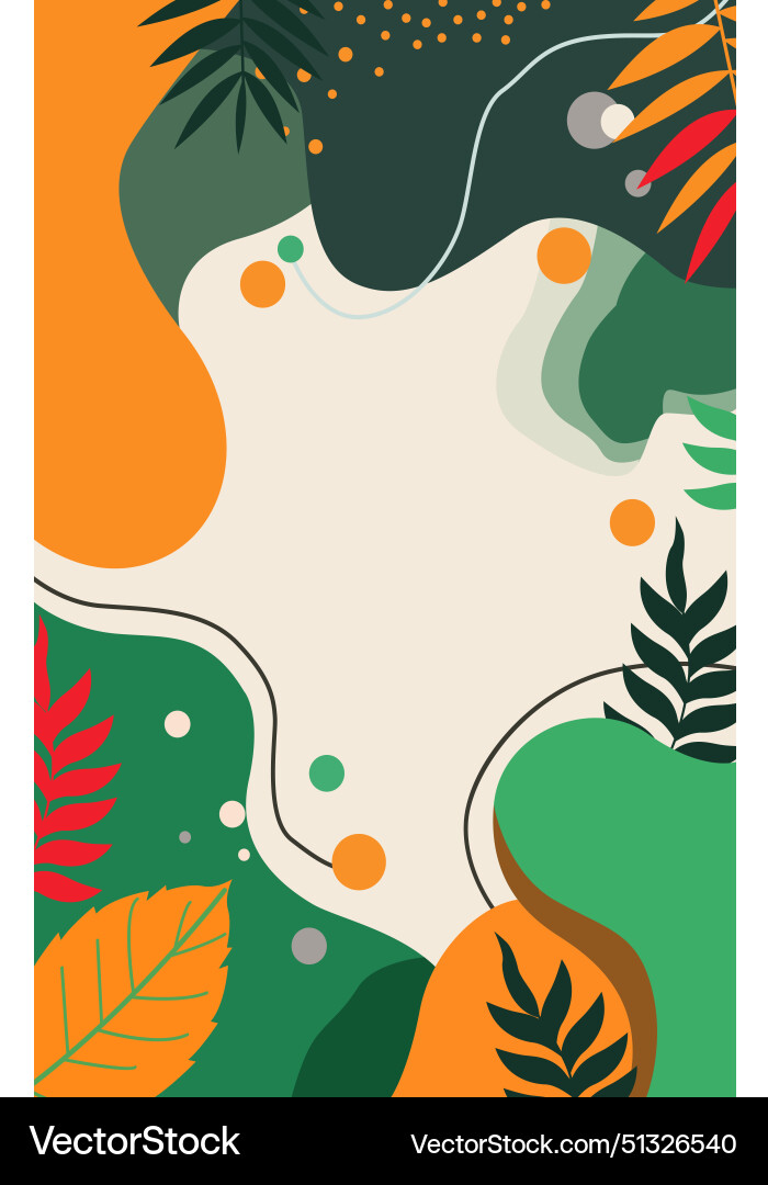 Green fluid frame template background with leaf Vector Image