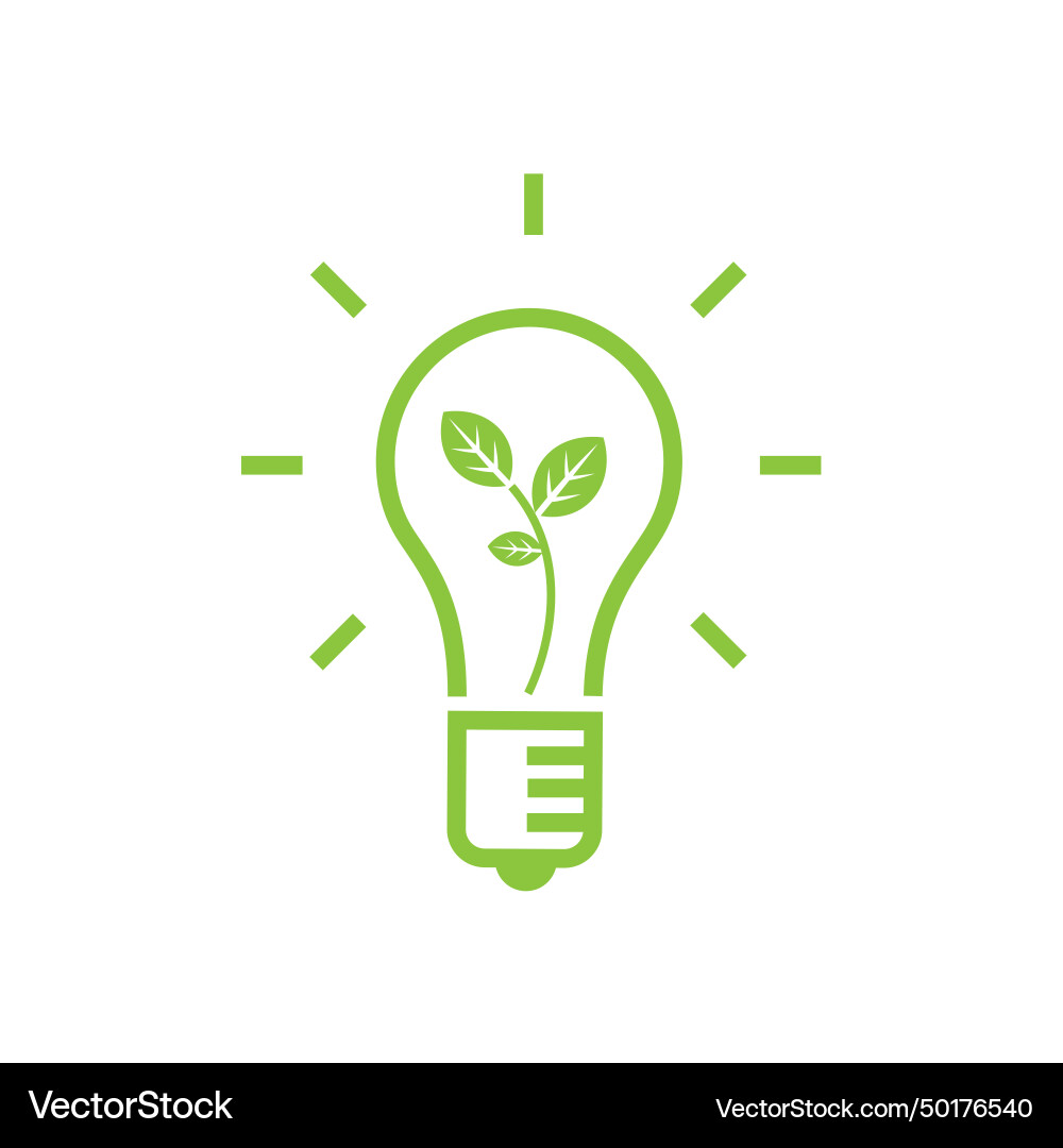 Green light bulb icon on white background Vector Image