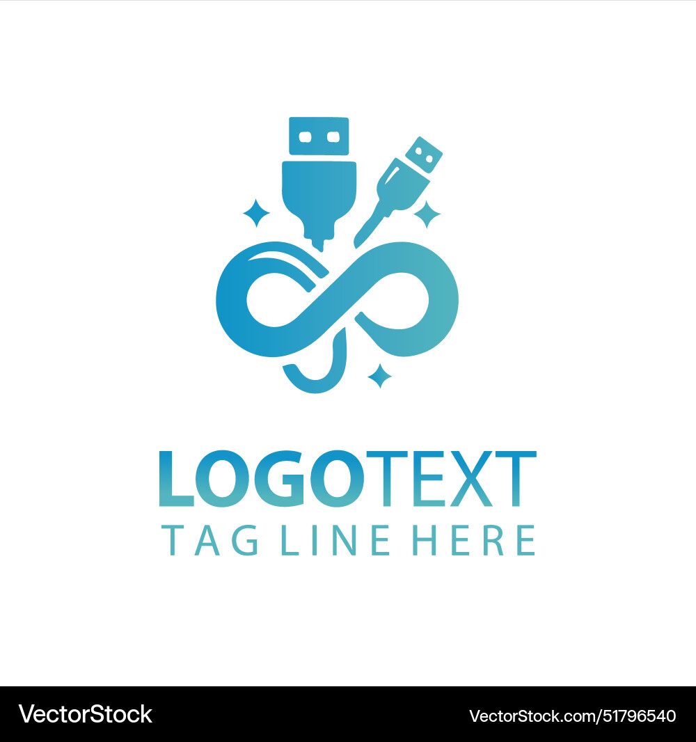 Infinity usb plug logo Royalty Free Vector Image
