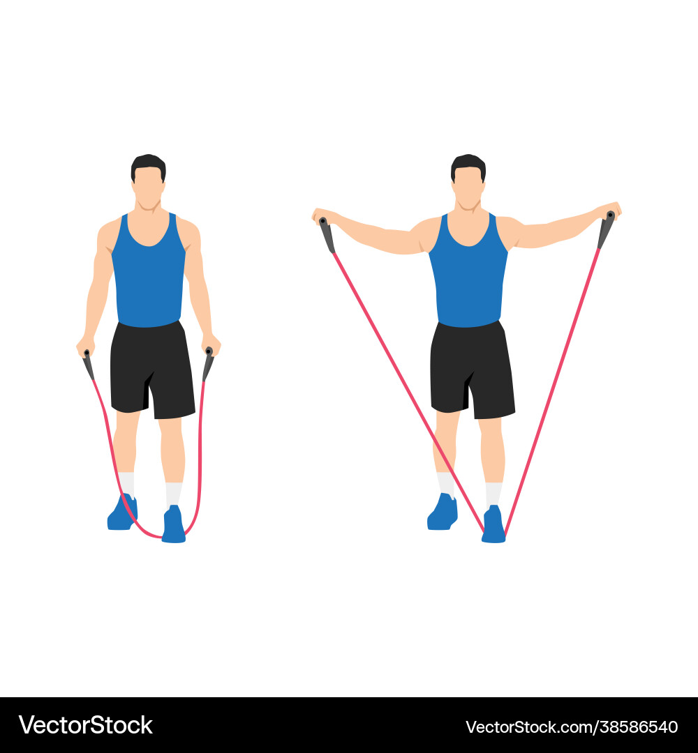 Resistance band lateral raises side Royalty Free Vector