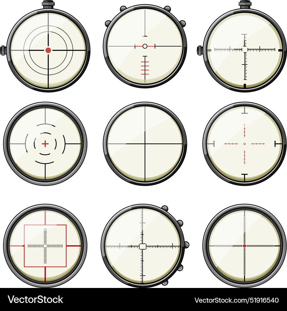 Scope sniper set cartoon Royalty Free Vector Image