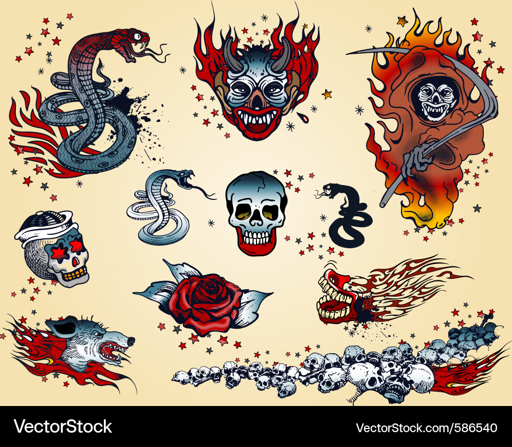 Set of tattoos Royalty Free Vector Image - VectorStock