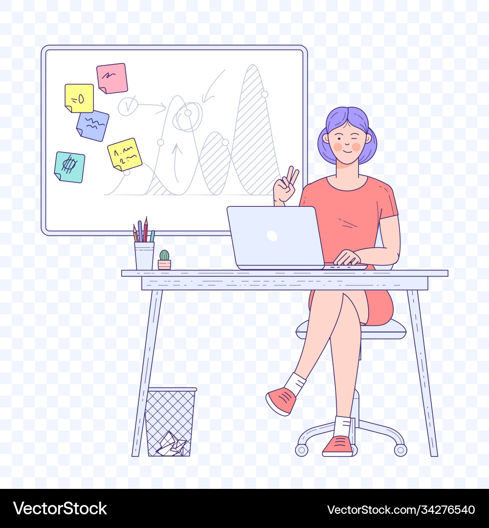 Young woman working in office Royalty Free Vector Image