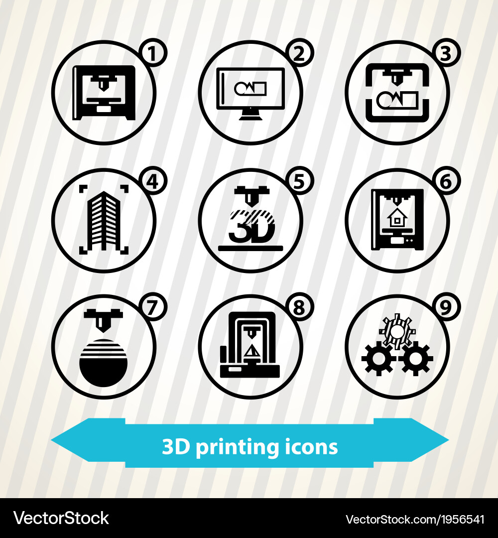 3d printing icons Royalty Free Vector Image - VectorStock