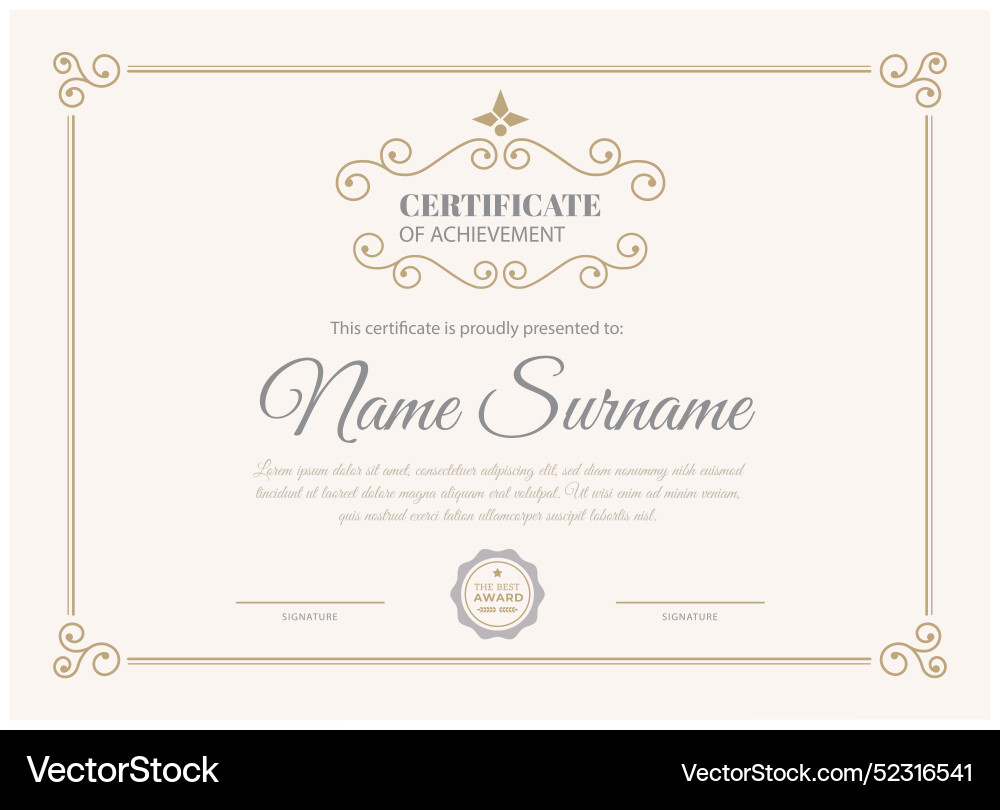 Certificate template elegant and diploma style Vector Image
