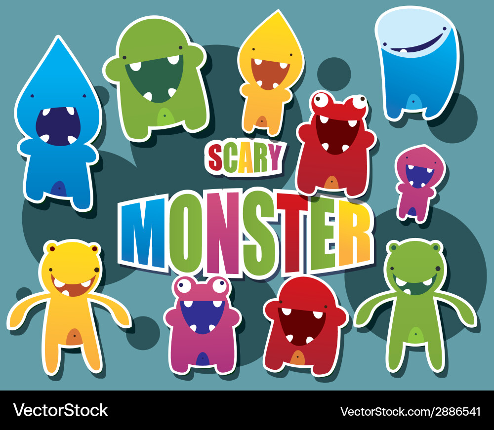 Cute colorful monsters Royalty Free Vector Image