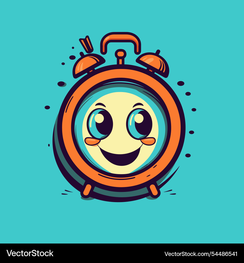 Cute smiling alarm clock with colorful design Vector Image